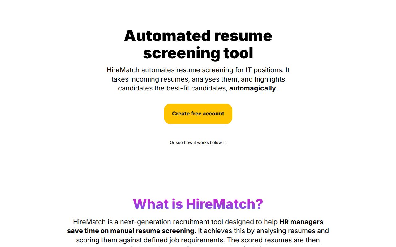 HireMatch - Automatic resume screening tool powered by AI